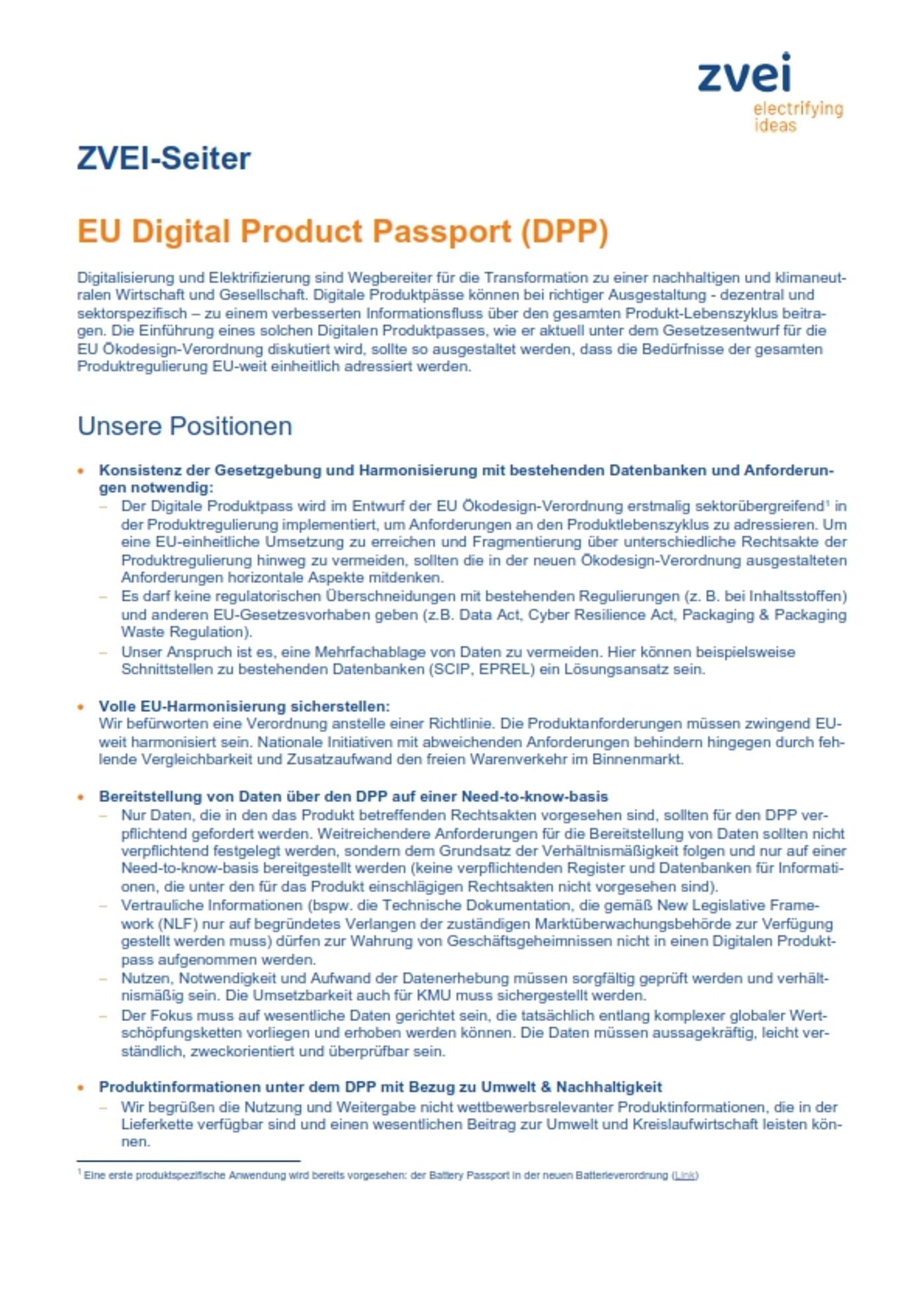 ZVEI-Seiter EU Digital Product Passport (DPP)
