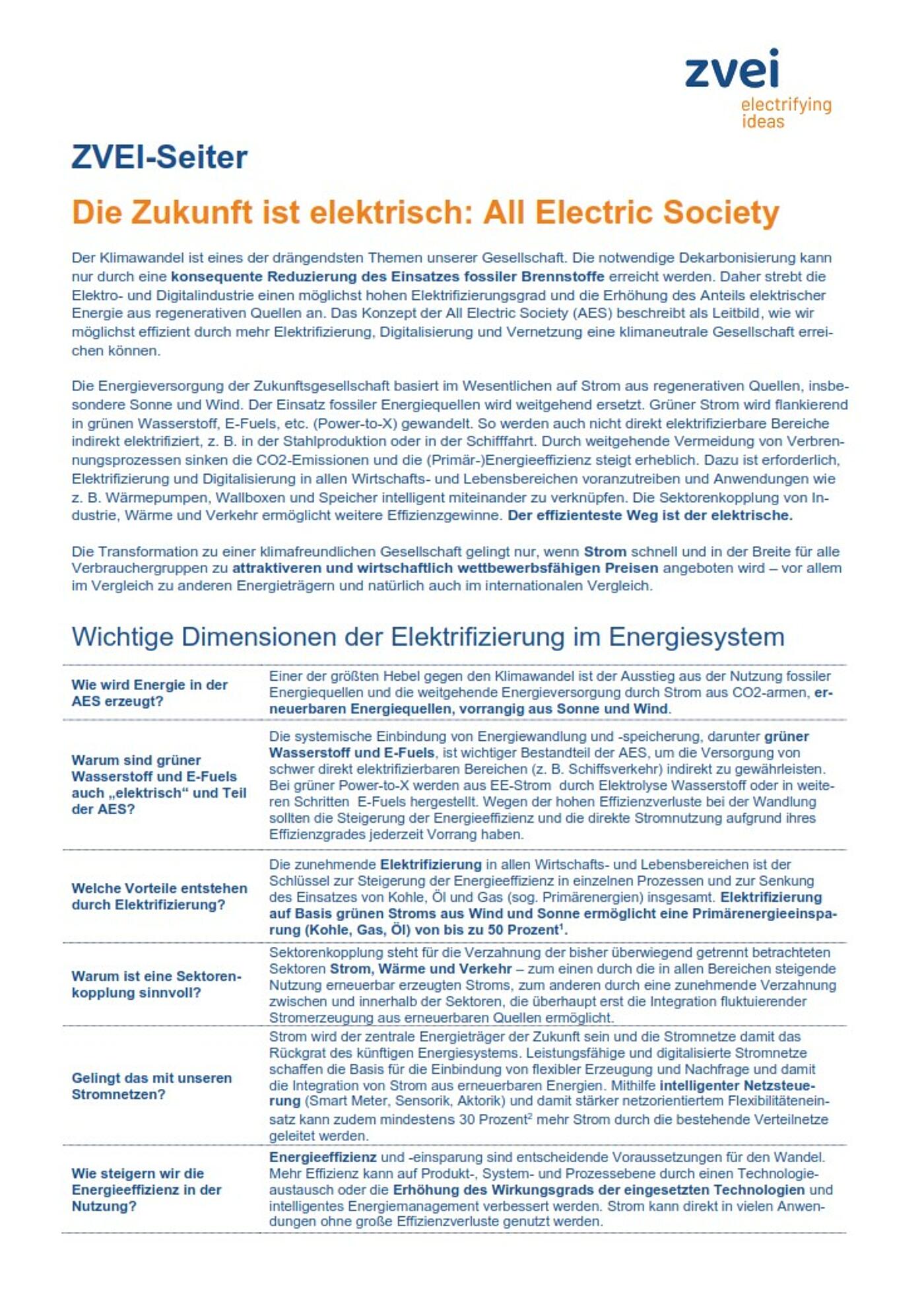 ZVEI-Seiter: All Electric Society