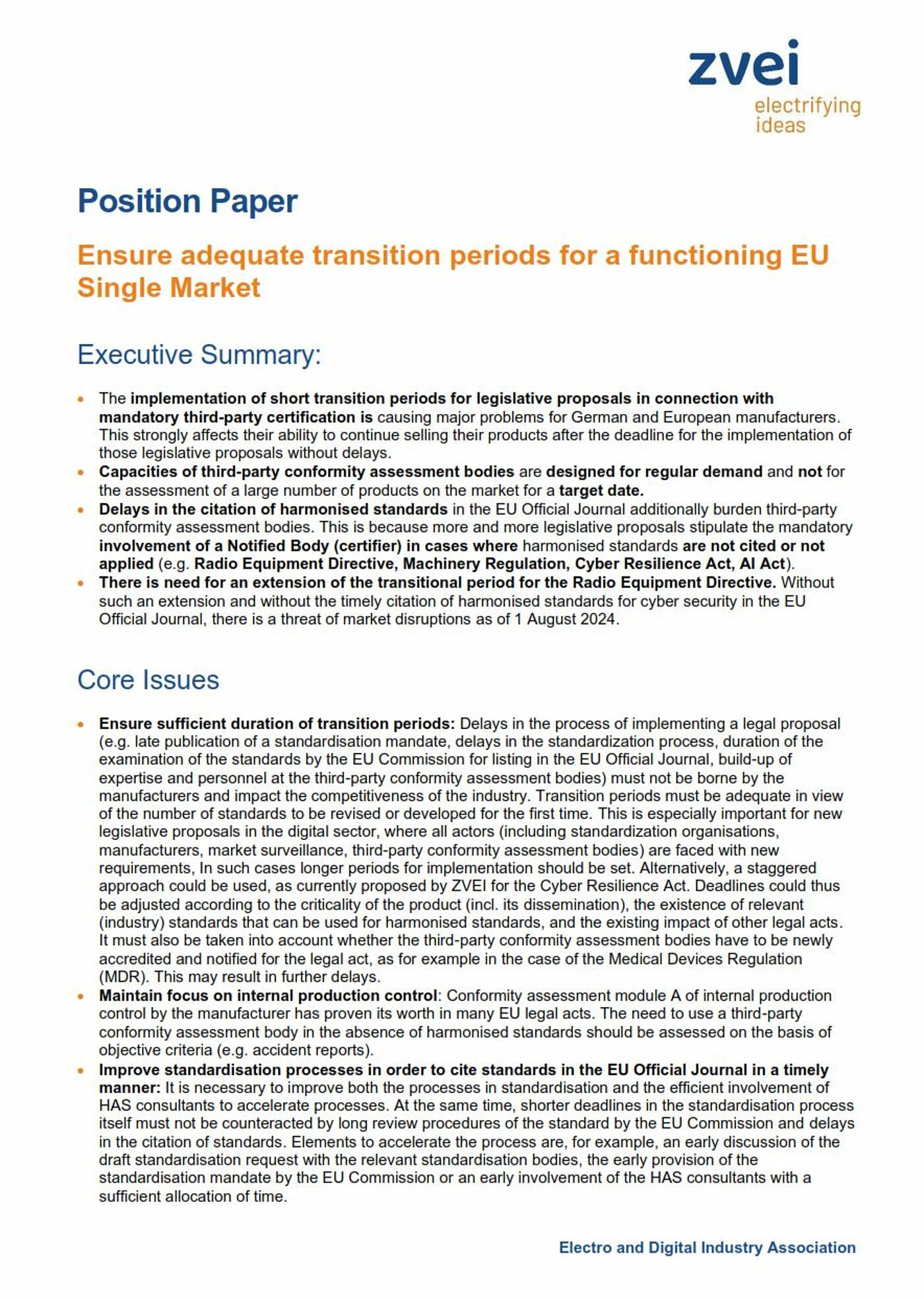 Ensure adequate transition periods for a functioning EU Single Market ...