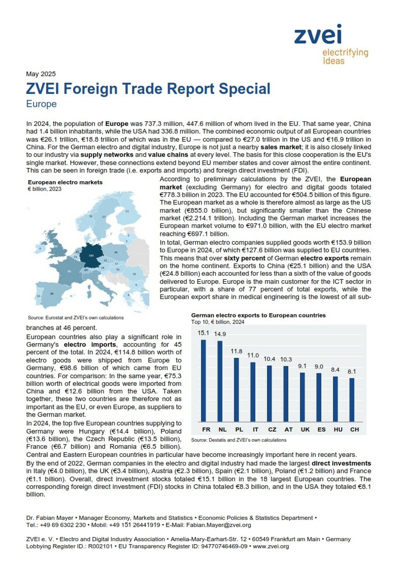 ZVEI Foreign Trade Report Special: Europe